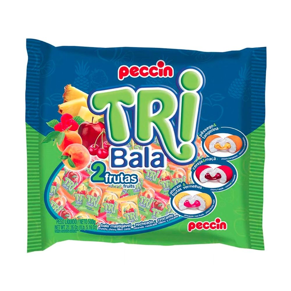 Bala Tri 2 Frutas Sortidas 500g - maxfesta