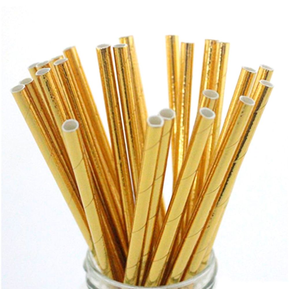 Canudo Papel Metalizado Dourado - 12 unidades - maxfesta Canudo Papel Metalizado Dourado - 12 unidades - maxfesta